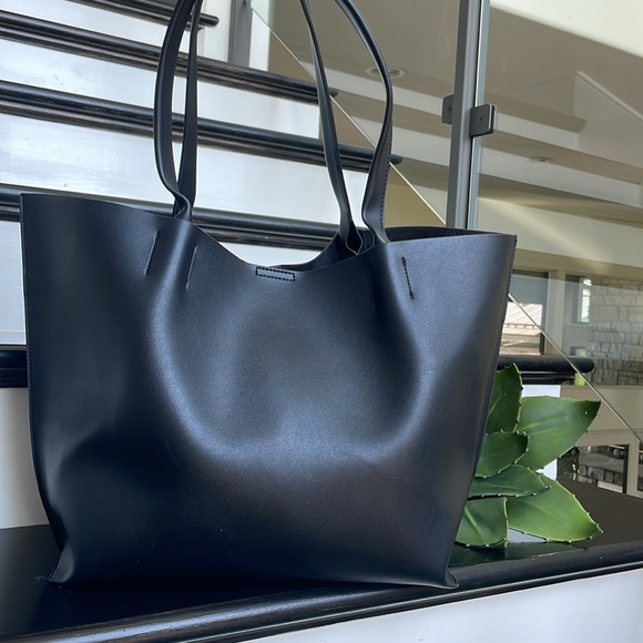 Bags | Oversized Tote Bag Carry All Shoulder Bag Purse Black Vegan ...